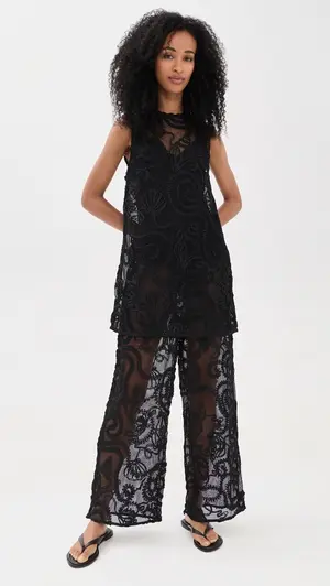 GANNI Embroidered Net Tie Trousers