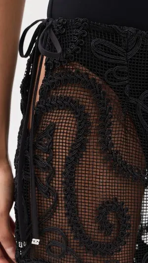 GANNI Embroidered Net Tie Trousers