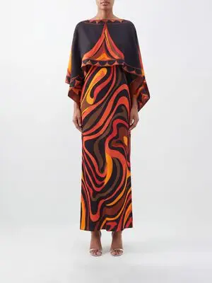 Emilio Pucci Printed Silk Cape Dress