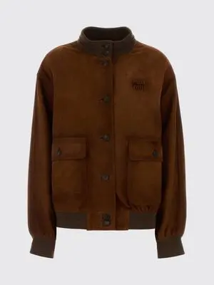 MIU MIU Miu Miu Brown Lambskin Bomber Jacket