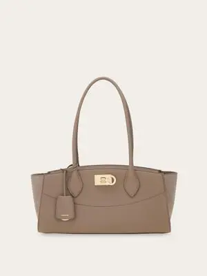 FERRAGAMO New Studio Soft Bag East West - Beige