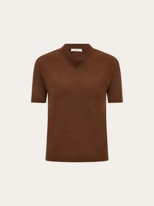FERRAGAMO Silk T-shirt - Brown