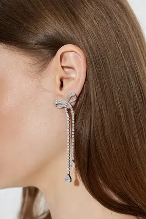 SELF-PORTRAIT Long Earrings With Sparkling Crystals