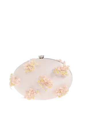 SELF-PORTRAIT Satin Clutch Bag With Appliqués