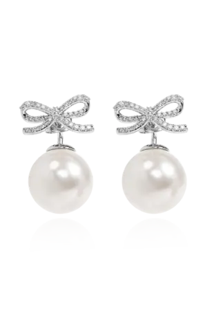 SELF-PORTRAIT Earrings With Glass Pearls - Silver