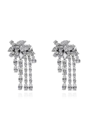 SELF-PORTRAIT Earrings With Shimmering Crystals - Silver