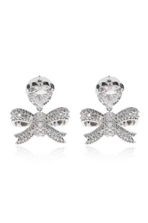 SELF-PORTRAIT Earrings With Shimmering Crystals - Silver