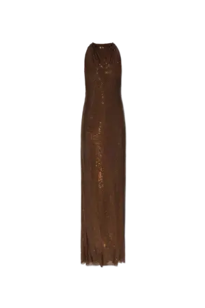 SELF-PORTRAIT Dress With Shimmering Sequins - Brown