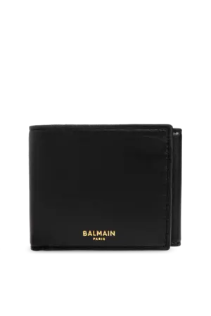 Balmain Leather Wallet With Logo - Black