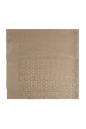 FERRAGAMO Silk Scarf With Monogram - Beige