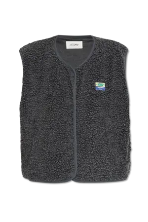 American Vintage Furry Vest With Logo Patch