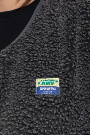 American Vintage Furry Vest With Logo Patch