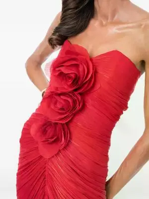 ANA RADU Floral Appliqué Ruched Maxi Dress