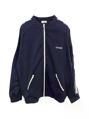 Celine Logo Embroidered Zip-up Jacket - Blue