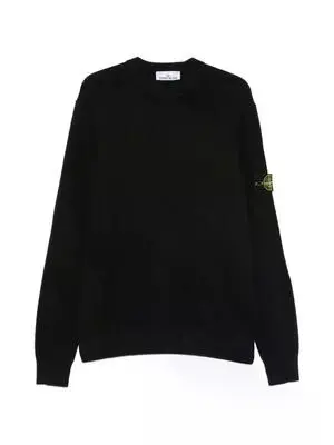 Stone Island Logo Patch Crew Neck Sweater - Black