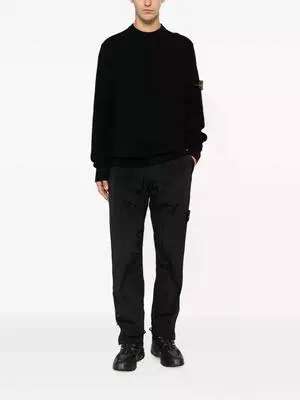 Stone Island Logo Patch Crew Neck Sweater - Black