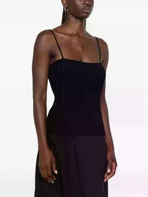 IVORY PARIS Livinia Ribbed-knit Spaghetti-strap Top