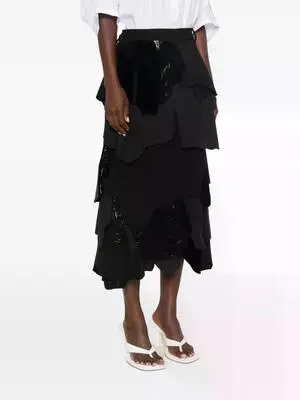 Moschino Patchwork Design Tiered Midi Skirt