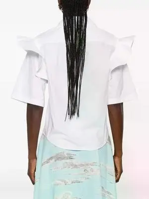 Moschino Ruffled Detailing Short-sleeved Shirt - White