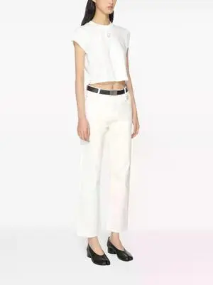 WOOYOUNGMI Cropped T-shirt With Logo Appliqu