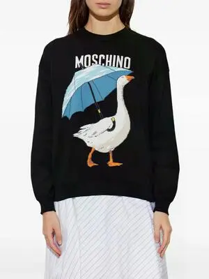 Moschino Goose-intarsia Crew-neck Sweater