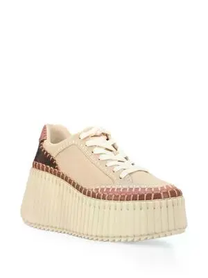 Chloé Nama Wedge Sneakers With Embossed Python-effect Accents