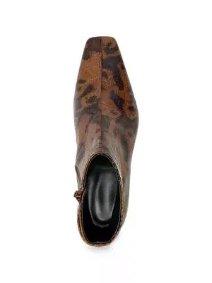 Proenza Schouler Trap Flat Ankle Boots In Embossed Python - Brown