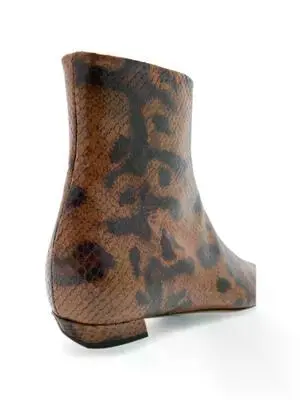 Proenza Schouler Trap Flat Ankle Boots In Embossed Python - Brown
