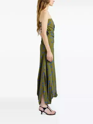 Proenza Schouler Nayara Dress In Printed Dot Stretch Viscose - Green