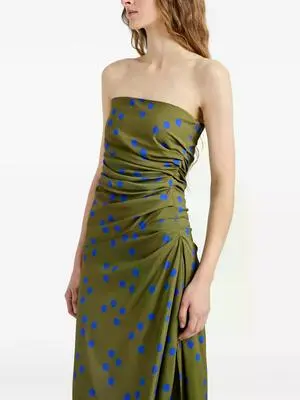 Proenza Schouler Nayara Dress In Printed Dot Stretch Viscose - Green