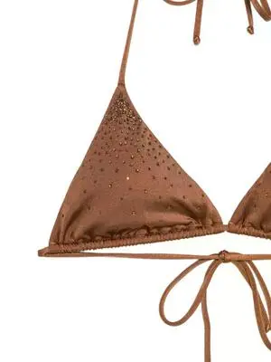 MC2 SAINT BARTH Embellished Halterneck Bikini - Brown