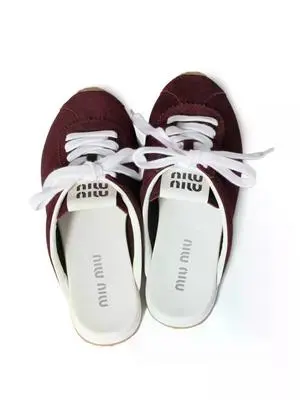 Miu Miu Plume Suede Mules - Red