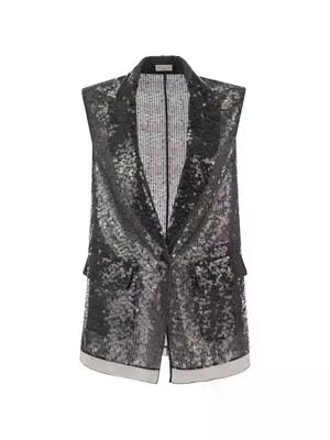 Brunello Cucinelli Sequin-embellished Silk Gilet