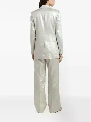 Brunello Cucinelli Metallic-effect Double-breasted Suit - Silver