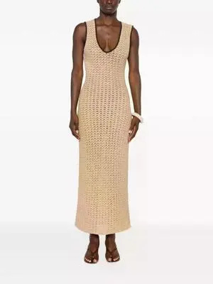 SIR. Crochet-knit Open-back Maxi Dress