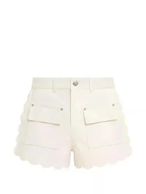 Farm Rio Scalloped-edge Cargo Shorts - Neutrals