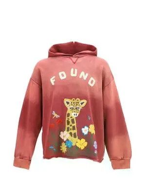 FOUND Giraffe Logo-embroidered Hoodie - Red