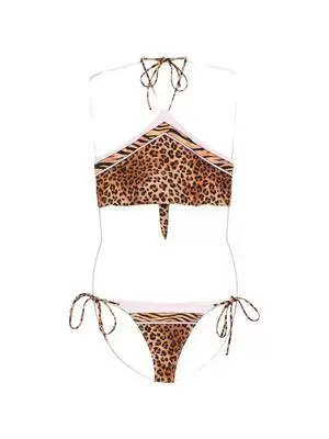 MC2 SAINT BARTH Animal-print Halterneck Bikini - Neutrals