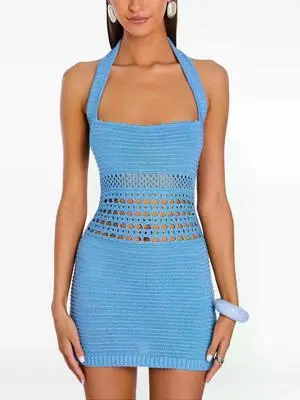 Retrofete Halterneck Crochet Mini Dress