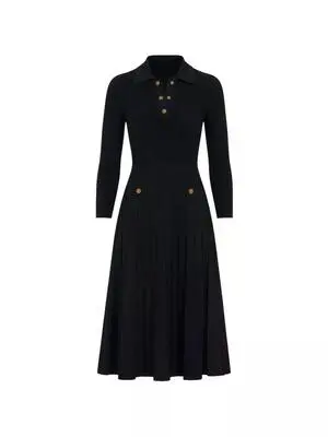 Michael Kors Ribbed-knit Pleated Midi Dress - Blue