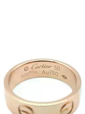 Cartier 18k Rose Gold Love Ring With Engraved Screw Motifs - Pink