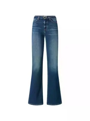 Pinko Love Birds Buckle Flared Jeans - Blue
