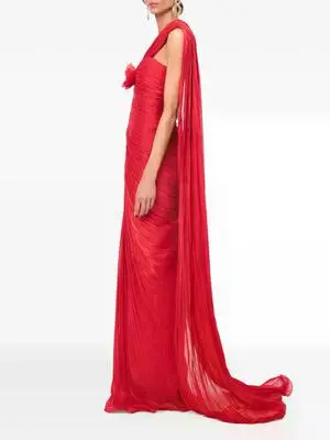 ANA RADU Floral Detail Draped One-shoulder Gown