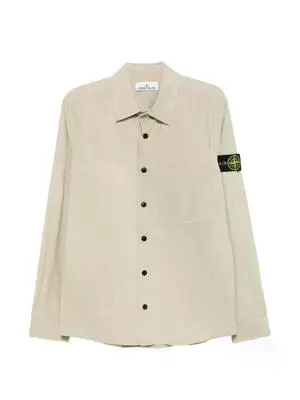 Stone Island Corduroy-texture Logo-patch Shirt - Neutrals
