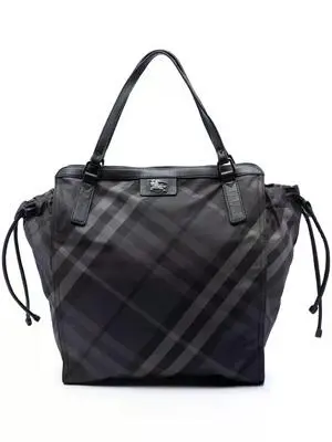Burberry 2000-2017 Smoke Check Nylon Buckleigh Tote Bag - Black