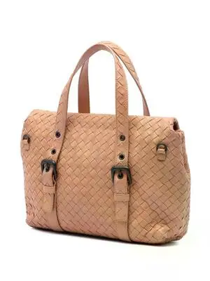 Bottega Veneta Nappa Intrecciato Flap Satchel - Brown