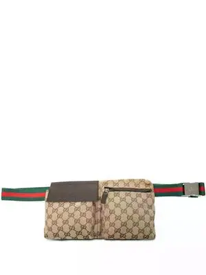 Gucci 2000-2015 Gg Canvas Web Double Pocket Belt Bag - Neutrals