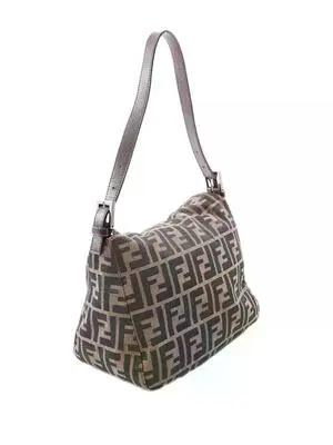 Fendi 2000-2010 Zucca Canvas Double Flap Mamma Shoulder Bag