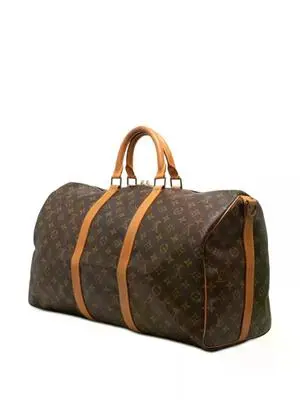 LOUIS VUITTON Monogram Keepall Bandouliere 50 Travel Bag - Brown