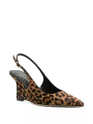 STUART WEITZMAN Vinnie Leopard-print Wedge Pumps